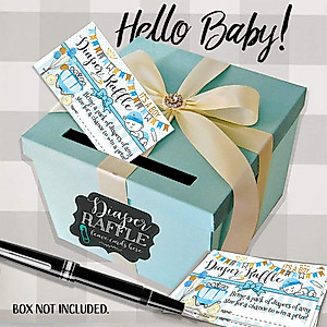 Diaper Raffle Tickets - It's A Boy - Set of 50 Double-Sided Raffle Cards - Blank Baby Shower Stationery - Fun and Colorful Baby Shower Supplies for Under $15!