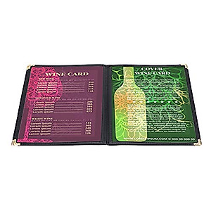 OwnMy 2PCS 8.5 x 11 Inch Menu Covers, 4 Page 8 View Transparent Restaurant Menu Covers Book with Leatherette Trim and Decorative Corners, Fit for Standard Letter Size Paper