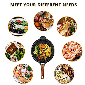 ESLITE LIFE Nonstick Woks & Stir-fry Pans with Steamer, Deep Frying Pan with Lid Induction Compatible (6.5 Quart // 12.5 Inch & Steamer)