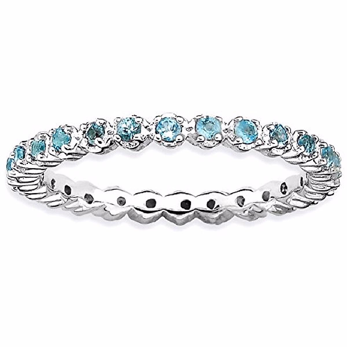 IceCarats 925 Sterling Silver Blue Topaz Stackable Ring Gemstone Band December Birthstone Jewelry Size 8.00