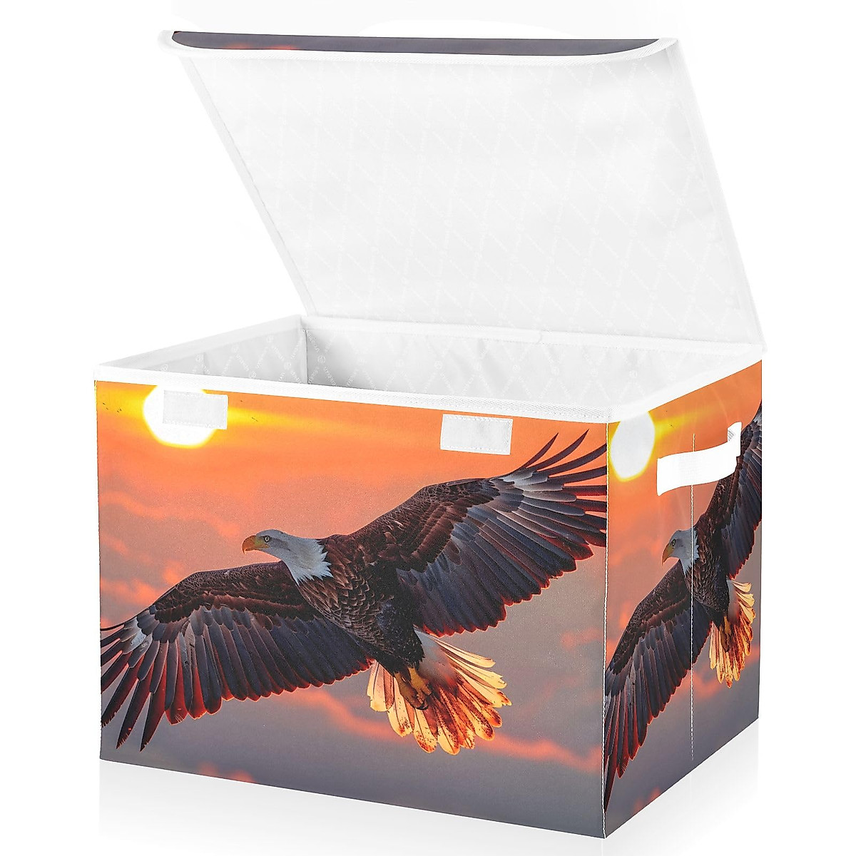 ALAZA Storage Bins Organizer Box Baskets Lidded Clothes for Shelves Closet Falcon Sunset Collapsible Stackable Storage Cubes Handles