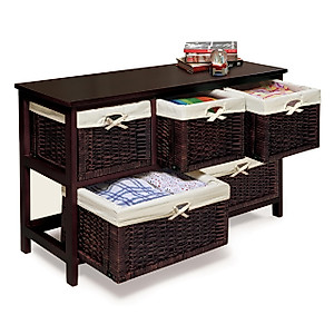 Badger Basket Five Drawer Nursery Storage Organizer with Wicker Baskets and Removable Liners - Wicker/Espresso