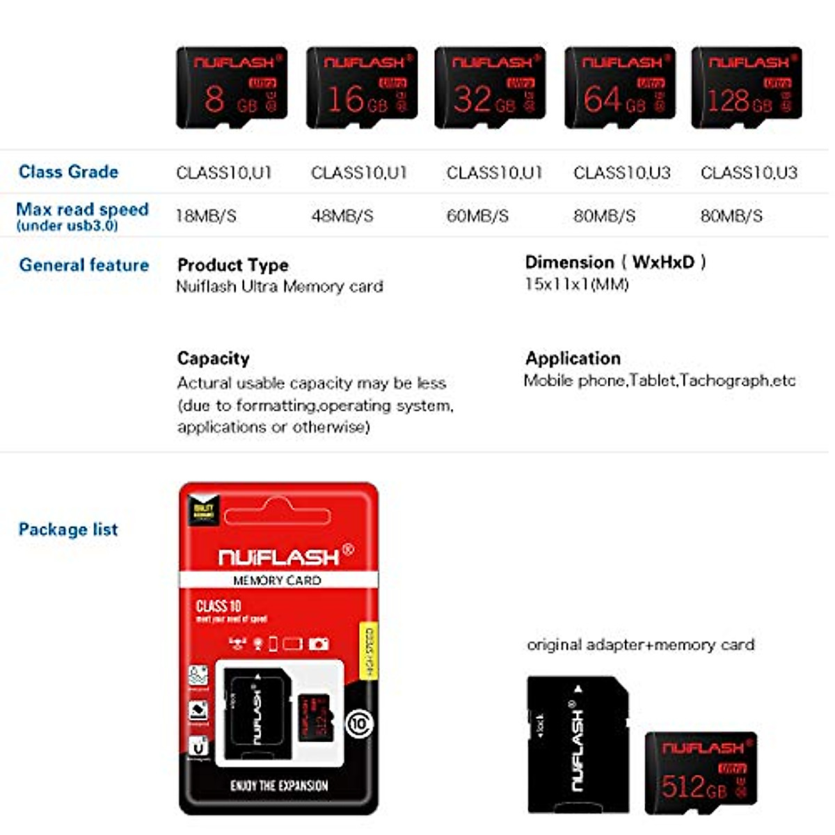 Micro SD Memory Cards 512GB Micro SD Card 512GB TF Card 512GB for Smartphones/Bluetooth Speaker HIGH Speed Memory Card 512GB Class 10 + SD Card Adapter