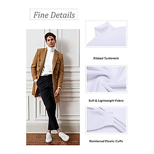 KINGBEGA Men's Turtleneck Slim Fit Basic Knitted Thermal Casual Long Sleeve Pullover SweatShirt, White1, X-Large