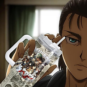 TEEDUU Tumbler M1kasa Insulated Tumbler With Handle Stainless Steel Double Wall Vacuum AOT Anime Tumblers Hot Cold Tea Coffee Travel Cup Thermos Mug Birthday Gift Men Women