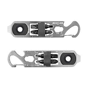 Nite Ize KMTRT-11-R3 DoohicKey, Ratchet with Flathead and Phillips Bits, 6-in-1 Multitool with Bottle Opener and More Key Tool, Stainless