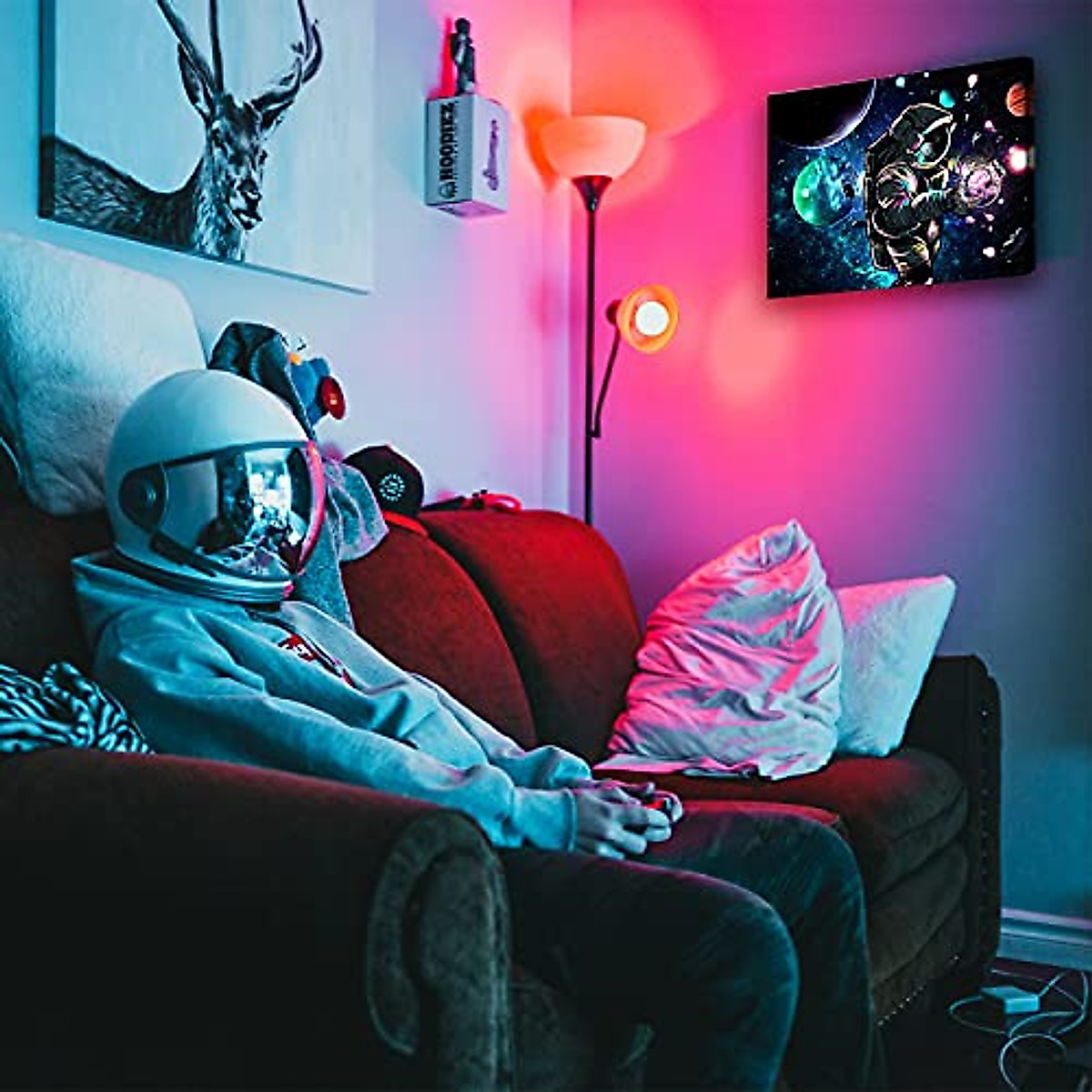 Sosolong Planet Astronaut Canvas Wall Art,outer Space Wall Decor For Boys Bedroom Livingroom (PLANET ASTRONAUT, 16in*12in)