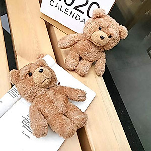 AirPods Case Soft TPU Fluffy Plush Brown Teddy Bear Toy Doll Cover with Bag Hook for Apple AirPods1 AirPods2 1 2 3D Cartoon Dreamy Cute Lovely Warm Comfortable Cozy Kids Girls