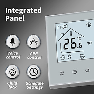 MincoHome Smart Thermostat 16A Save Energy Underfloor Heating Temperature Controller WiFi Voice App Connect Compatible Amazon Alexa, Google Assistant (White for Electric Heating)