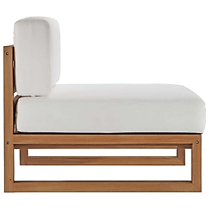 Modway EEI-4125-NAT-WHI Upland Patio Teak Wood Corner, Armless Chair, Natural White