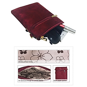 Pulama Vintage Bohemian Crossbody Small Handbag Adorable Ethnic Sling Pouch Claret