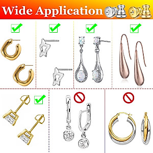Moconar Locking Earring Backs for Studs, Hypoallergenic 18k Gold Bullet Earring Backs Replacements for Studs/Droopy Ears,Secure Comfort Locking Backing for Sensitive Ears,2 Pair Gold 2 Pair White Gold