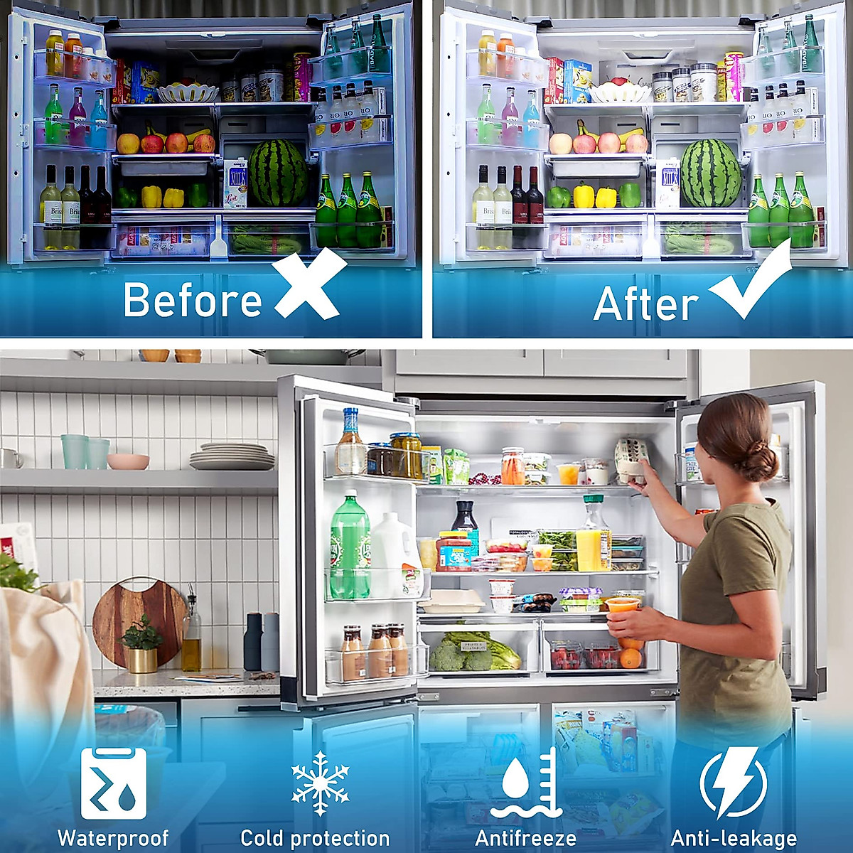 hansang Refrigerator Light Bulb E26 Base, 60Watt Equivalent, 5000K Daylight, Watreproof Appliance Fridge Bulbs, A15 LED Small Light Bulb Frigidaire Freezer Bulbs, 120V, 600LM, 2 Pack, Non-Dimmable