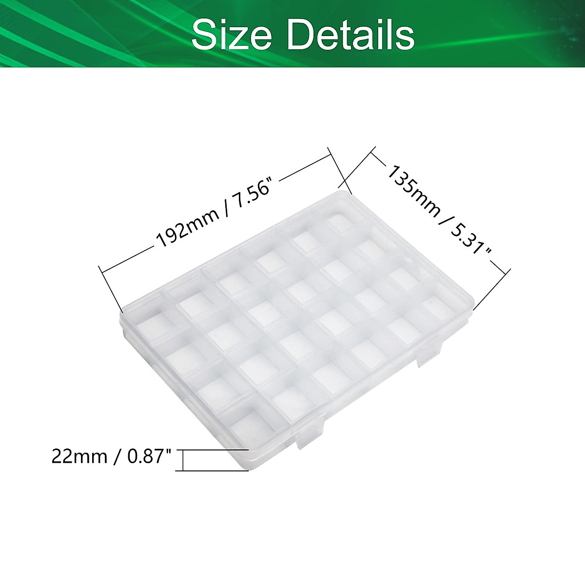 Yinpecly Component Storage Box 24 Grids Double Buckles Clear Organizer PS Fixed Dividers Electronic Component Containers Tool Boxes for Jewelry Beads Earring Tool Fishing Hook Small Accessories 1Pcs