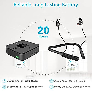 Friencity 2023 Upgraded Wireless Headphones Earbuds for TV Watching, Bluetooth V5.0 Transmitter (Optical AUX RCA) Set w/Neckband Earphones for Seniors, Plug & Play, Volume Control, No Lip-Sync Delay