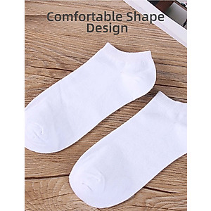 WAIKAS [Pack Of 5 Pairs] Men's Ankle Socks, Stretch Cotton Socks For Man, Common Size, Black/White/Grey/Dark Grey/Navy Blue each color 1 pcs, 5pcs Packing