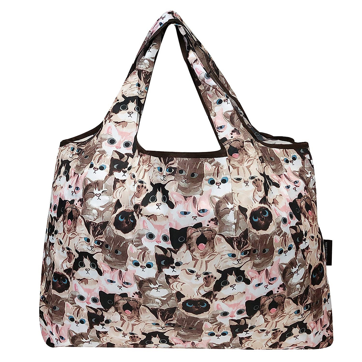 allydrew Wrapables Eco-Friendly Large Nylon Reusable Shopping Bags (Set of 3), Cat Lovers