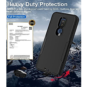 Dahkoiz Cricket Icon 3 Case, At&t Motivate 2, Cricket Splendor Phone Case with Screen Protector, Dust-Proof Port Cover, Magnetic Car Mount Support, Full Body Silicone Rubber Protection, Black