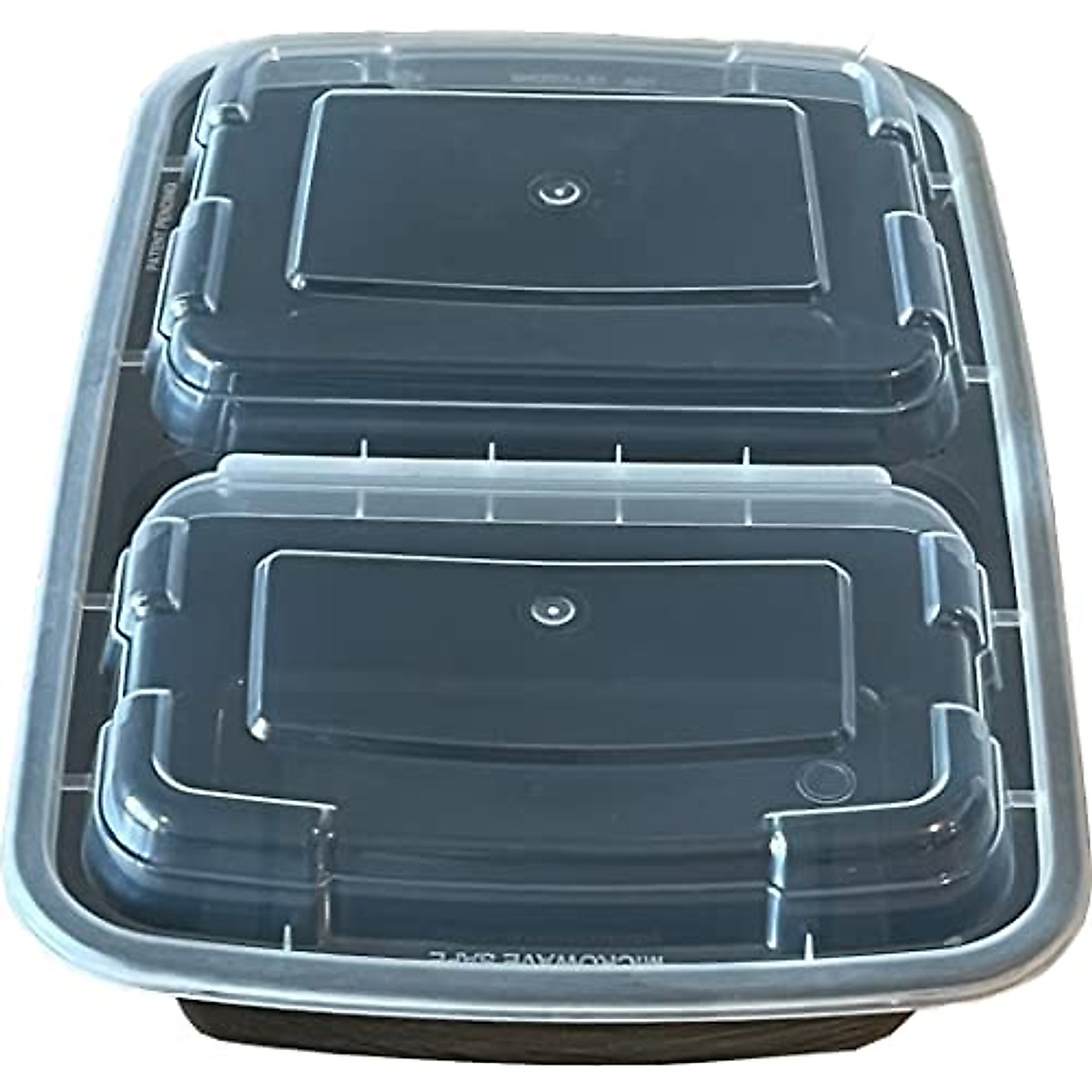 Sunrise Pak [150 Sets] 2 Compartment Meal Prep Containers, 28oz Black Plastic Containers, To Go Container, Bento Box, Lunch Box, Food Storage Container, BPA Free, Reusable (SR222B)