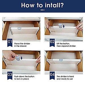 ZNCMRR Drawer Organizer 6 Pack Dresser Drawer Organizers 4”High Expandable from 11-17 Inches, Drawer Dividers for Clothes, Dresser, Closet, Drawer, Office, Kitchen Storage
