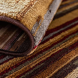 Unique Loom Barista Collection Modern, Abstract, Stripes, Urban, Rustic, Warm Colors Area Rug, 8' 0 x 10' 0 Rectangular, Multi/Beige