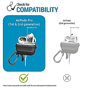 Catalyst - Waterproof Case for AirPods Pro (1st and 2nd Gen)- Premium Edition. Compatible Wireless Charging, One-Piece Design, High Drop Protection, with Carabiner, Soft-Touch - Black