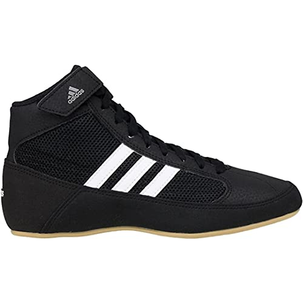 adidas Men's HVC Wrestling Shoe, Black/White/Iron Metallic, 10