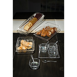 Lillian Tablesettings Clear Premium Acrylic Serving Set With Spoons (7.75" x 7.75" x 1", Pack of 6) - Perfect for Parties, Events, & Dining