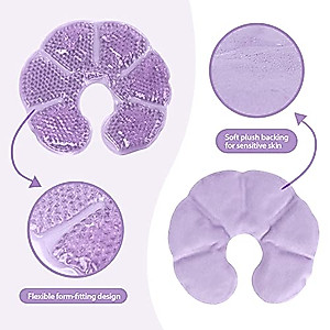 NEWGO Breast Ice Pack 2 Pack Gel Ice Pack for Breast Surgery, Reusable Nursing Ice Pack Hot or Cold Therapy Breast Pad for Breastfeeding, Engorgement Relief (Purple)