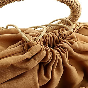 Gets Women Straw Bag, Hand-woven Rattan Tote Clutch Handle Bag Retro Summer Beach Tote Bags Wicker Bags