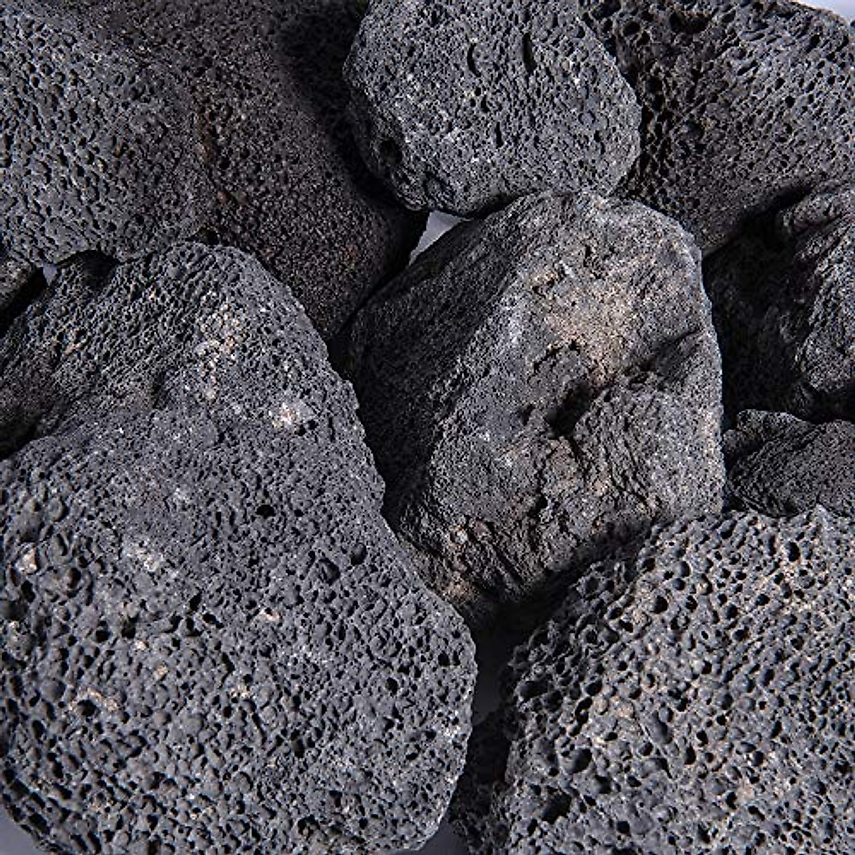 Black 1-3 Inch Lava Rock | Fireproof and Heatproof Volcanic Lava Rock, Perfect for Fire Pits, Fireplaces, BBQs and More. Indoor and Outdoor use - Natural Stones | 10 Pounds