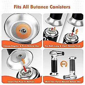 Culinary Butane Torch, Kitchen Refillable Butane Blow Torch with Safety Lock and Adjustable Flame for Crafts Cooking BBQ Baking Brulee Creme Desserts DIY Soldering (Butane Gas Not Included)