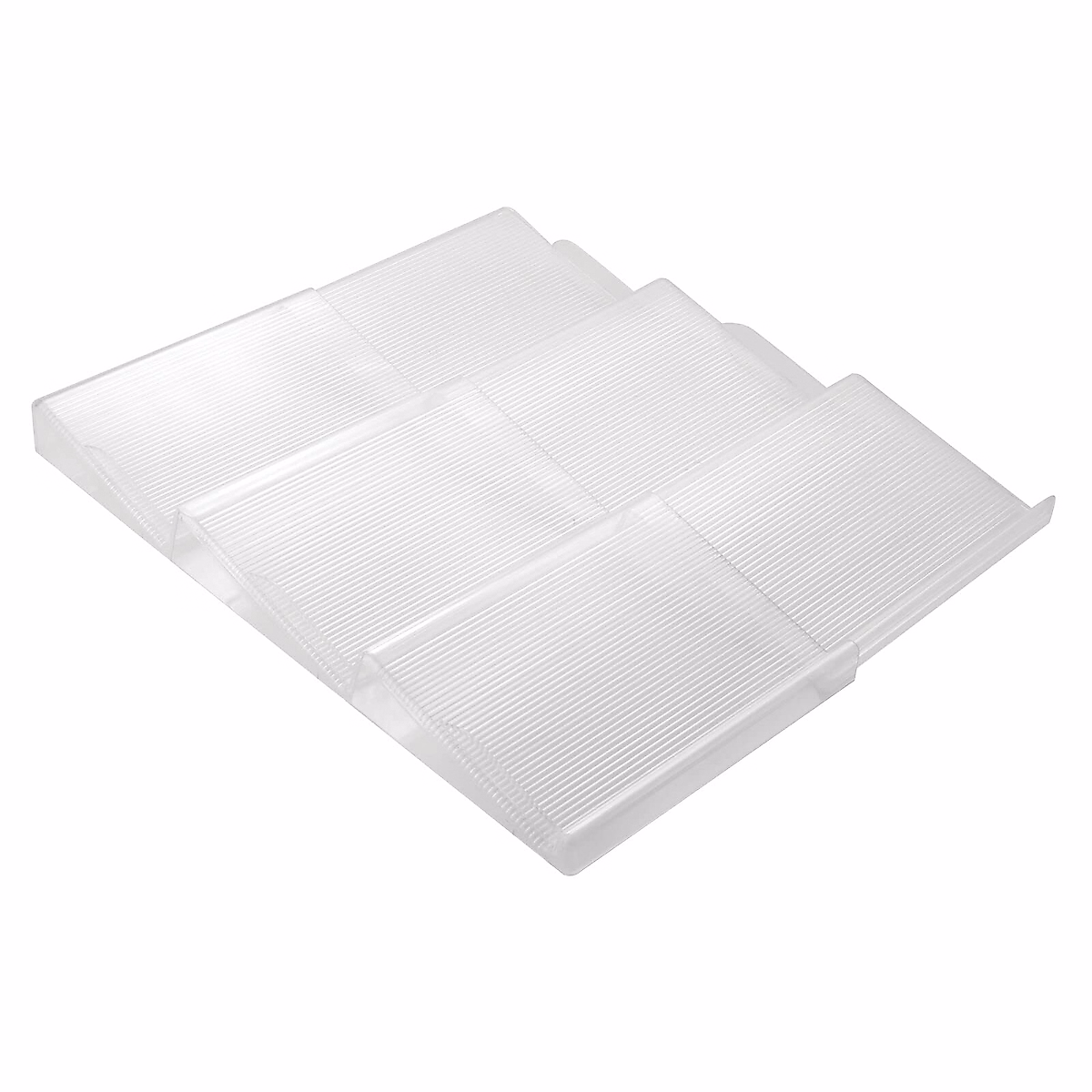 mDesign Expandable Plastic Deluxe Spice Rack, Drawer Organizer for Kitchen Cabinet Drawers - 3- Tier Slanted for Spice Jar, Food Seasoning Bottle Storage, Easy Install - Ligne Collection - Clear