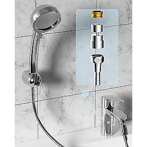 Sink Hose Dog Shower Sprayer Attachment, Female Aerator and Hand Spray Faucet Attachment with 90 Inch Shower Hose, Pet Bath Spray, Dog Shower, Hair Washing for Utility Room, Bathroom, Laundry Tub