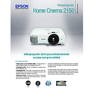 Epson Home Cinema 2150, Wireless, Full HD, 1080p, 2,500 lumens color brightness (color light output), 2,500 lumens white brightness (white light output), 2x HDMI (1 MHL), Miracast, 3LCD projector