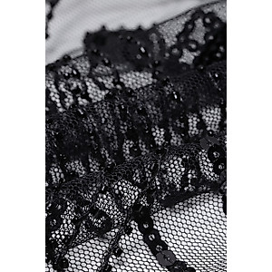 BABEYOND 1920s Sequin Beaded Shawl Wraps Fringed Evening Cape Scarf for Wedding (Black with Black Sequins)