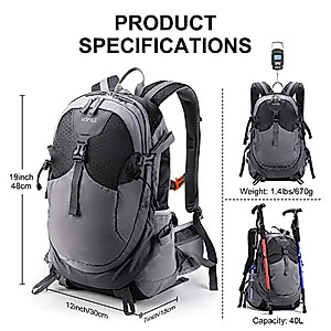 HOMIEE 35L Hiking Backpack Water Resistant Outdoor Sports Travel Daypack Lightweight Camping Climbing Hunting Bags with Rain Cover
