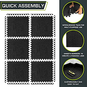 ProsourceFit Exercise Puzzle Mat ½ inch, 24 SQ FT, 6 Tiles, EVA Foam Interlocking Tiles Protective and Cushion Flooring for Gym Equipment, Exercise and Play Area, Black