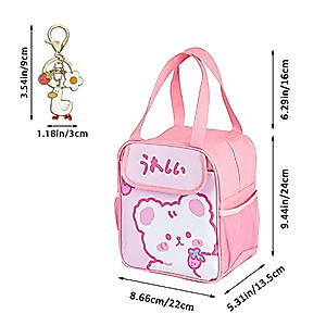 𝗞𝗮𝘄𝗮𝗶𝗶 𝗟𝘂𝗻𝗰𝗵 𝗕𝗮𝗴 for Girls Cute Lunch Box Bag Insulated Bag Reusable Tote Bag for Hot or Cold Work, Picnic, Travel