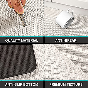 DEXI Kitchen Mat Cushioned Anti Fatigue Comfort Mat, Non Slip Memory Foam Kitchen Mats for Floor, Waterproof Kitchen Runner Rugs for Sink, 17x47 Inch, Wheat