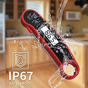 LPONJAR Digital Meat Thermometer, Instant Read Food Thermometer for Grilling, BBQ, Cooking, Baking, Liquids- Foldable Probe, Bottle Opener, IP67 Waterproof, Backlight, Magnet, and Calibration