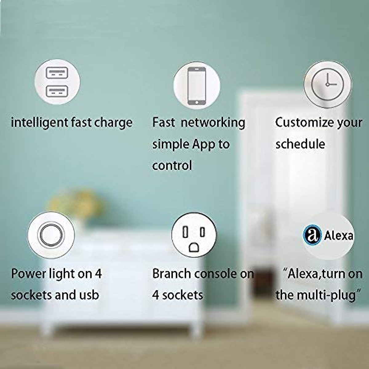 Zauzau Zigbee Smart Power bar(Tuya ZigBee Hub Required) Surge Protector USB Power 5Ft Extension Cord with 4 USB Ports & 4 AC Outlets,Compatible with Alexa,Google Assistant,Voice Control