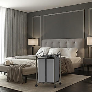 Simple Houseware 2 Bags Laundry Sorter, Dark Grey