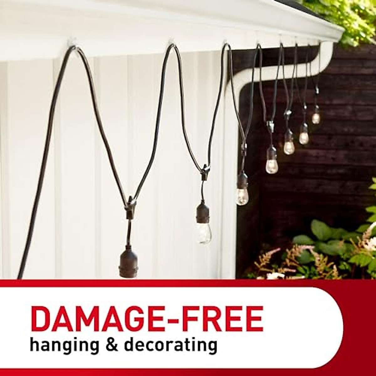 Command Outdoor Light Clips, 16 clips, 20 strips, Water-Resistant Adhesive (17017CLR-AWES), Clear (17017CLR-AW-E)