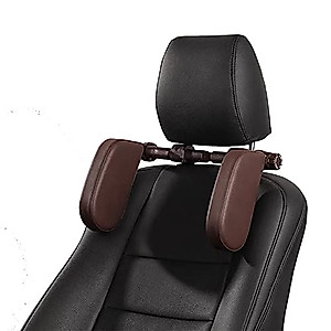 Caujon Car Headrest Pillow - Adjustable, Easy to Install, Side Cushion Car Seat Head Support for Kids and Adults, Car Sleeping Side Pillow for Travelling (Coffee)