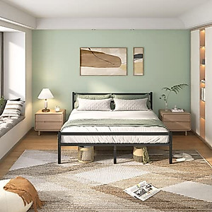 FEMOND King Bed Frame with Headboard and Footboard, 14 Inch Metal Bed Frame Platform with Storage, Noise Free, Heavy Duty Steel, No Box Spring Needed, Anti-Slip, Easy Assembly (Max Load: 3000lb)