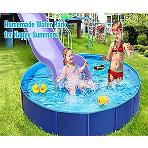 MINK Dog Pools for Large Dogs 63“x12,Durable Puncture-Resistant and Kiddie Pool Hard Plastic - The Dog Bathtub is Constructed with Super Durable 3 Layers Laminated PVC for Long Lasting (XXL-63“x12)