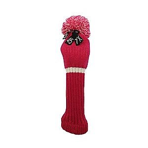Classic Knit Spandex Pom Pom Golf Headcovers Drivers, Fairway Woods, Hybrids Putters (Hot Pink, Fairway Wood/Hybrid)