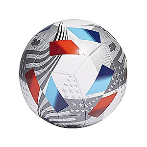 adidas Soccer Unisex-Adult MLS Training Ball, White/Iron Metallic/Silver Metallic/Pantone, 5, 1pcs,