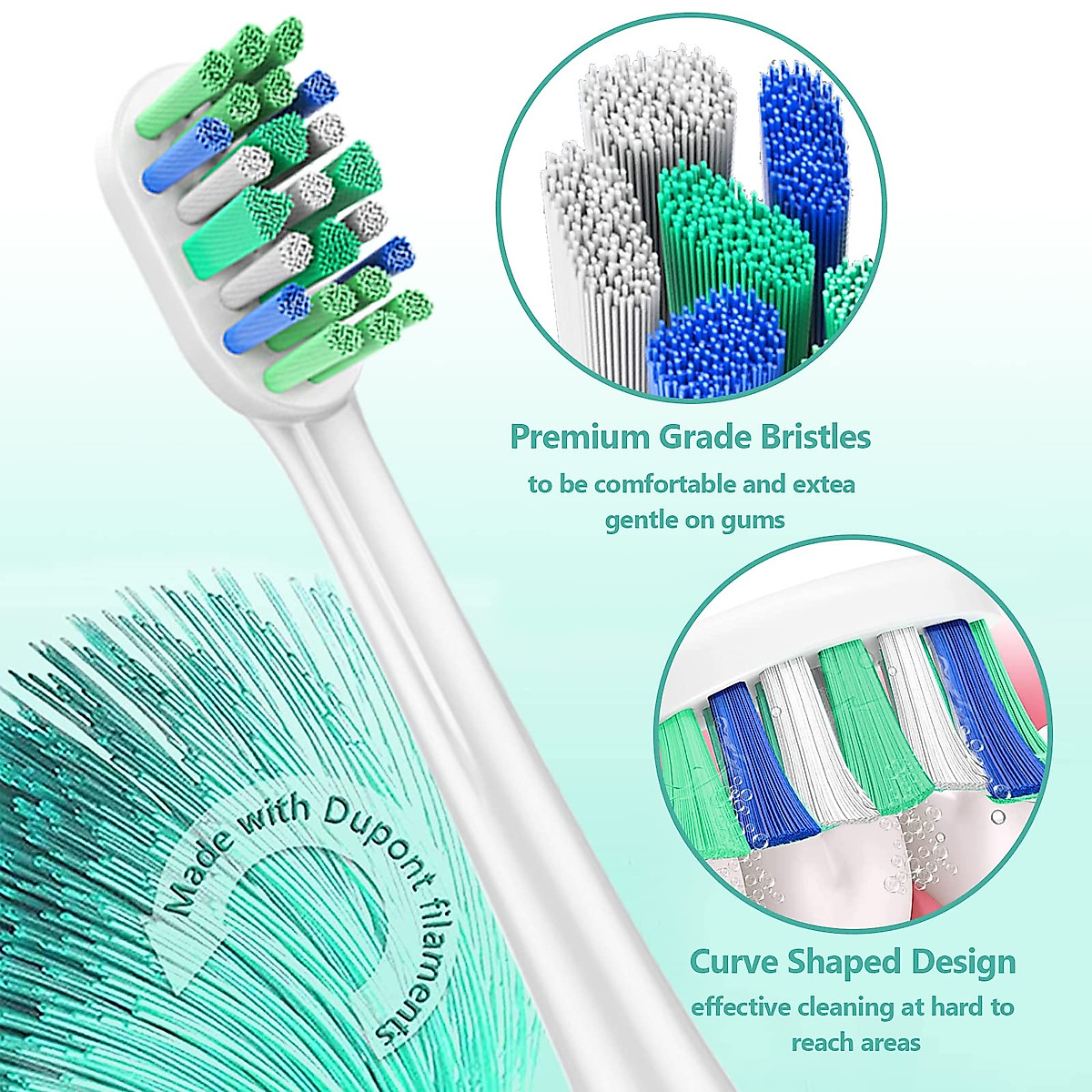 ALTLAU Replacement Toothbrush Heads Compatible with Philips Sonicare Toothbrush, Click-on Replacement Brush, 8 Pack